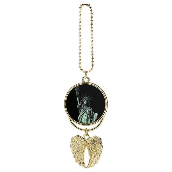 ・【Premium Zinc Alloy ＆ Round and shiny】Crafted with smooth zinc alloy, this Statue of Liberty Pattern car mirror ornamen...