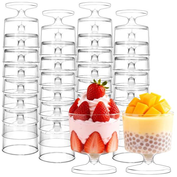 ・Mini Dessert Cups: This set includes 80 pieces of 2 oz plastic dessert cups, offering great value. Each cup measures ap...