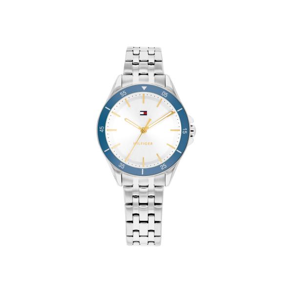 ・Spirited and colorful, this Tommy Hilfiger women's 30mm watch has a shiny radial brushed dial with stick indexes and an...