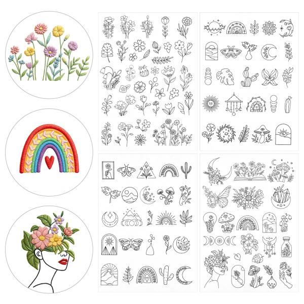 ・Stick and Stitch Washy Away Pape: Select from an array of designs, including flower, butterfly, mushroom, moon, arrow f...