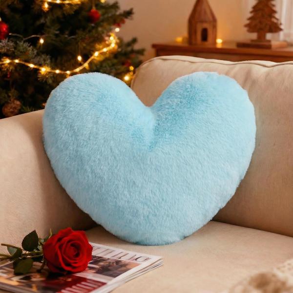 ・Adorable Heart-Shaped Design and Warm Blue Hue: This charming heart pillow features a classic heart shaped decor pillow...