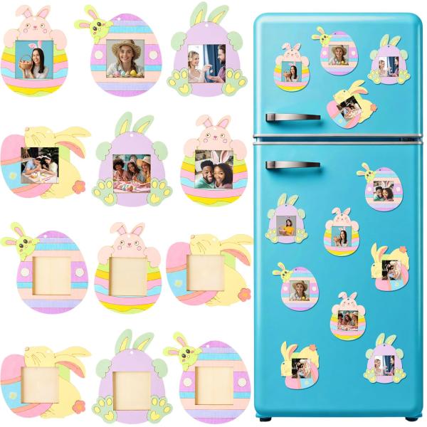・お得な36個セット:バニー木製イースターフレーム12個、マグネットステッカー12枚、約20cmの紐12個、バニーエッグフレームデザイン6種類をご用意。季節を通してイースターデコレーションのニーズを満たす豊富な数量とアクセサリーを提供し、ま...