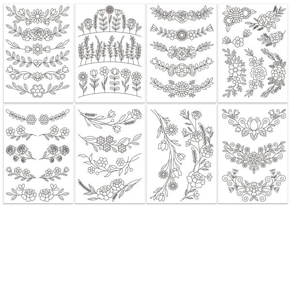 ・Creative Design : These embroidery patterns feature 8 unique curved flower motifs on standard 11.7x8.3 inches (29.7x21 ...