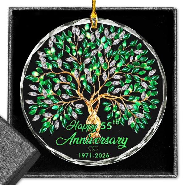 ・? 55th Anniversary Keepsake - Celebrate a lifetime of love with a beautifully designed ornament featuring a sparkling e...