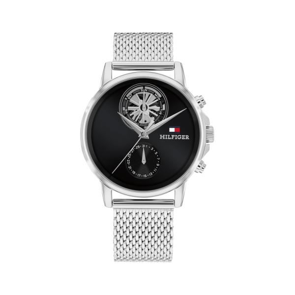 ・Crafted with precision, this 40mm Tommy Hilfiger watch features a gloss enamel dial and oversized skeleton sub-eye, pai...