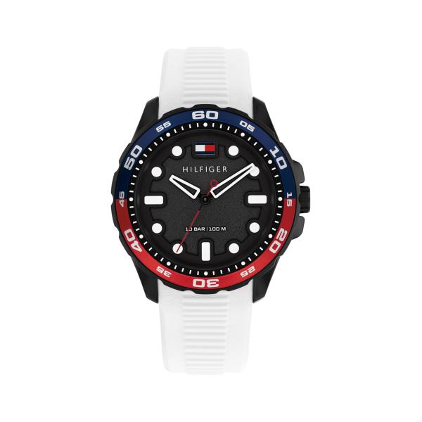 ・The Tommy Hilfiger Regatta Men's 42mm watch is bold, sport-inspired with a rotating aluminum bezel, 10ATM water resista...