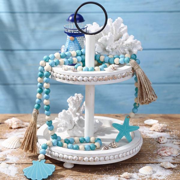 ・ビーチティアードトレイ装飾:このファームハウスビーズガーランドは明るい青と白の色で印刷されており、美しく鮮やかに見え、海のテーマに沿っており、満足のいく視覚体験をもたらします。・様々なニーズを満たします:主にホワイト、グレー、ダークブルー...