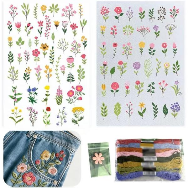 ・Flower-Lines Designed Border Patterns:Our elegant floral embroidery patterns feature daisy chains, rose strips, and rat...