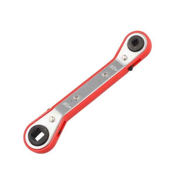 ・[PACKAGE CONTENTS] Contains one metal refrigeration ratchet wrench, double headed with red and silver finish, shaped fo...