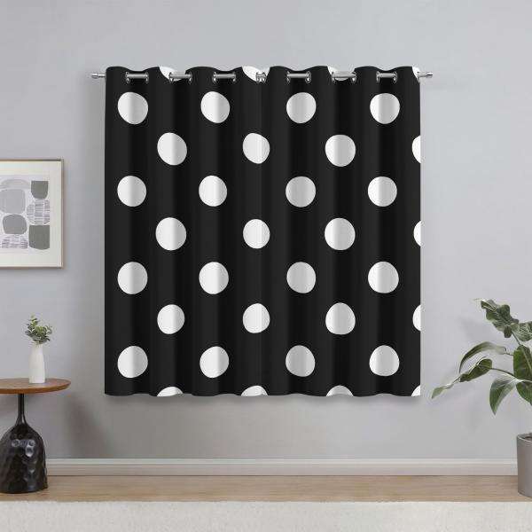 ・Black White Polka Dot Home Decor: These window curtains feature vibrant printed patterns and unconventional designs tha...
