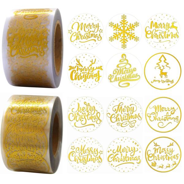 ・GENEROUS QUANTITY: Including 1000 PCS gold foil script Merry Christmas stickers featuring beautiful designs, providing ...