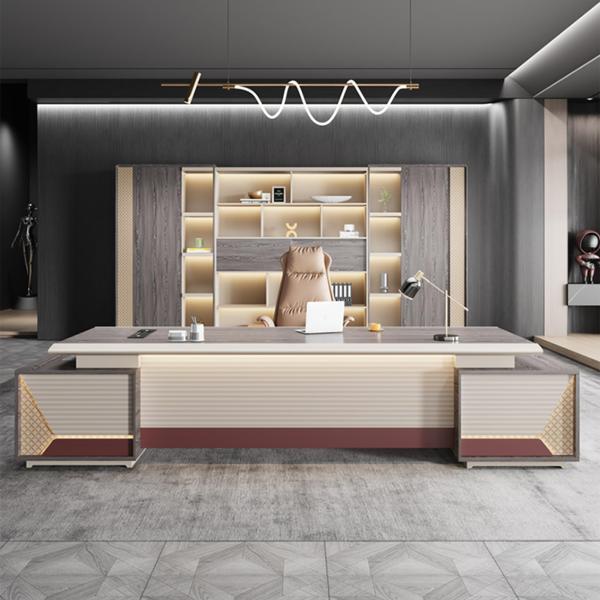 ・Luxury Executive Office Desk for CEO and Boss: Oversized desktop delivers a commanding workspace with room for multiple...