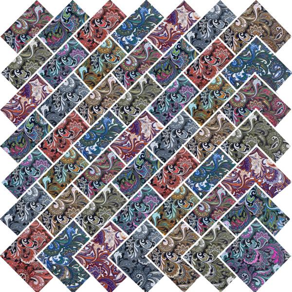 ・Cotton Fabric Squares: 5x5 inches - Dark Paisley.・50 PCS, 10 Different Patterns: 5 pieces per pattern. Pre-cut quilting...
