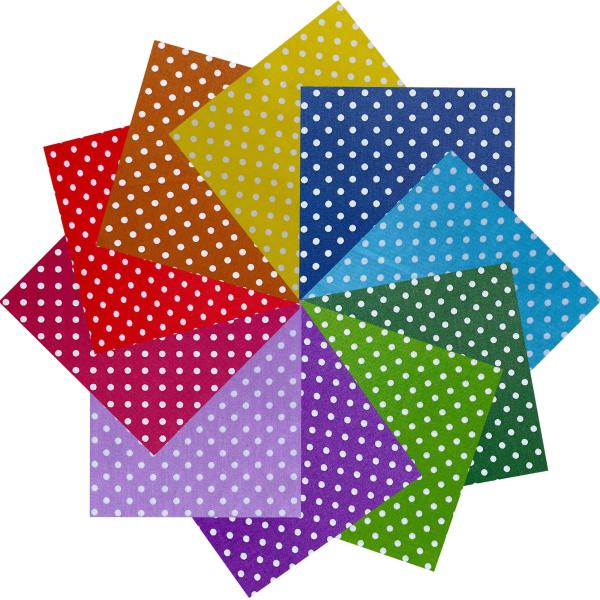 ・Cotton Fabric Squares: 4x4 inches - Polka Dot：The diameter of the dots is 0.4cm (0.16 inches), and the vertical distanc...