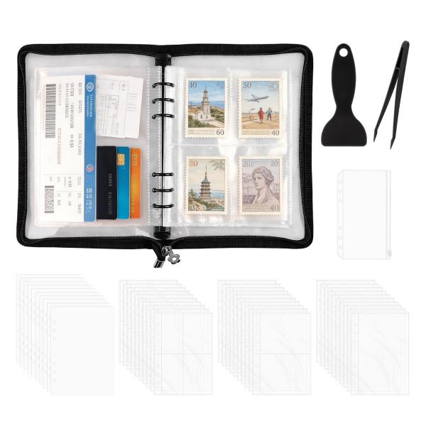 ・【5-in-1 Entry Set】This sticker organizer includes 1 A5 transparent storage bag with safety zipper, paper storage book c...