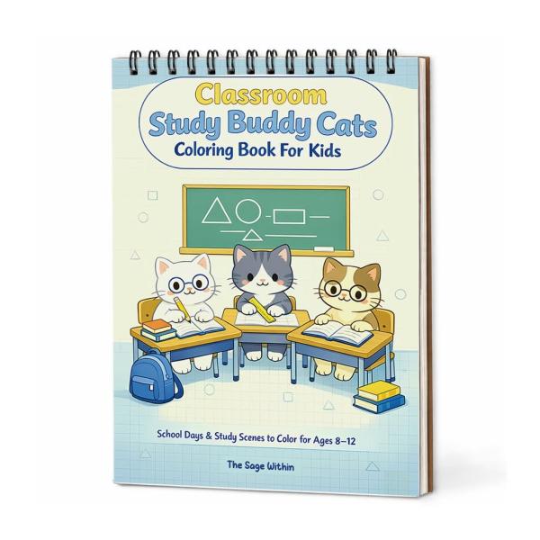 ・Cute Classroom-Themed Coloring Pages - This coloring book features delightful school scenes with adorable study buddy c...