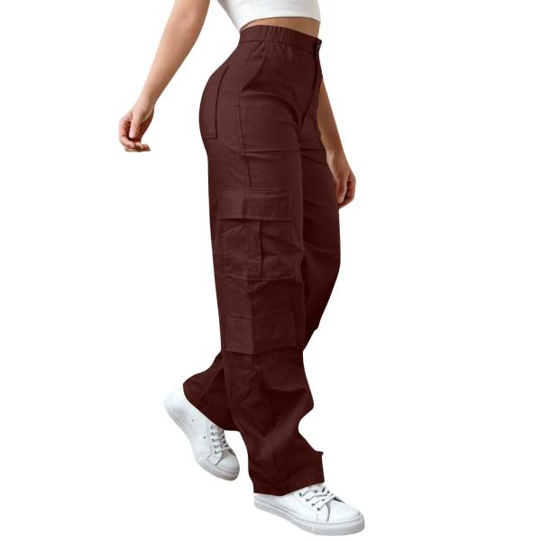 ・【VERSATILE DESIGN】: High-waisted cargo pants featuring multiple utility pockets, wide leg silhouette, and elastic waist...