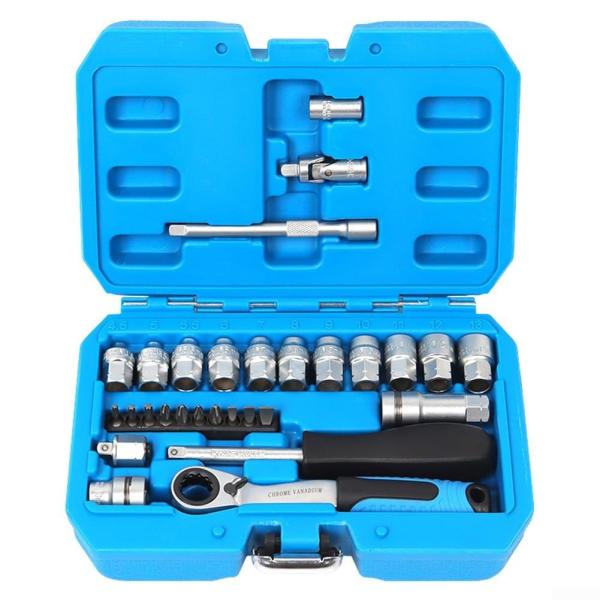 ・【 and Reliable】Made of Chrome-vanadium steel material, this 29pcs Core Ratchet Socket Wrench Kit is extremely and can w...