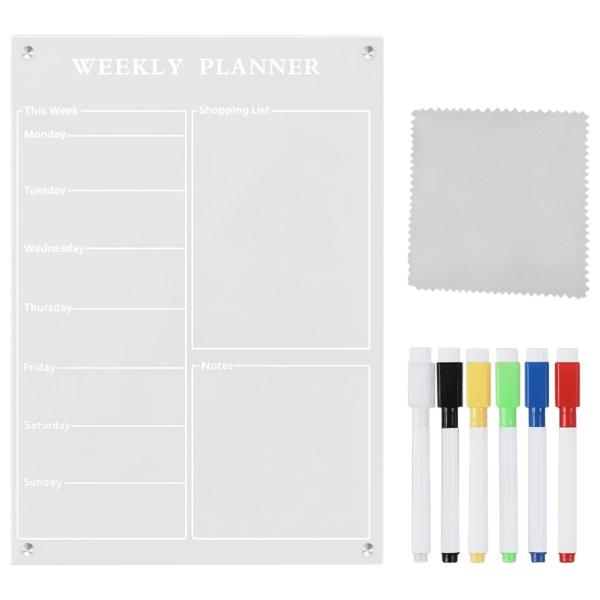 ・Week management simplified: easily manage your week with a clear acrylic calendar; designated areas for this week, shop...