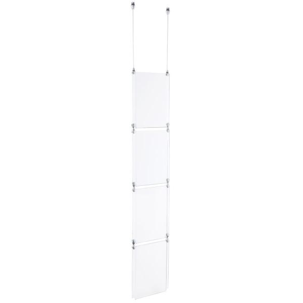 ・[Complete Ceiling?Mounted Display System]: Includes four 8.5" x 11" clear acrylic frames and a 16?foot stainless steel ...