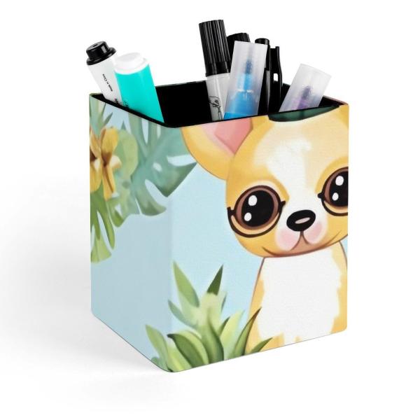 ・Premium Material: Personalized Chihuahua Dog Pineapple pen holder made of high-quality leather, it is sturdy, durable, ...