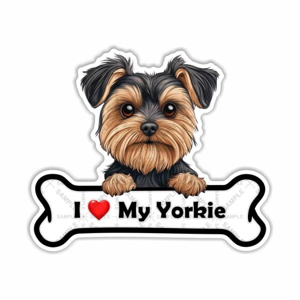 ・ADORABLE YORKIE DESIGN - Features a detailed, cute Yorkshire Terrier illustration peeking over a bone with "I ?? My Yor...