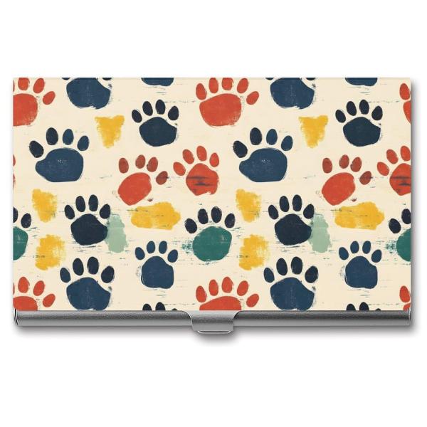 ・Metal Business Card Holder: Crafted from premium aluminum alloy, our Colorful Dog Paws Print business card holder boast...