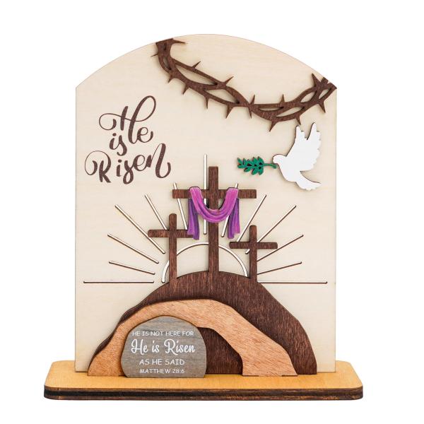 ・?? Faith-Inspired Easter Decor - Celebrate the resurrection of Jesus with this beautifully crafted "He Is Risen" wooden...