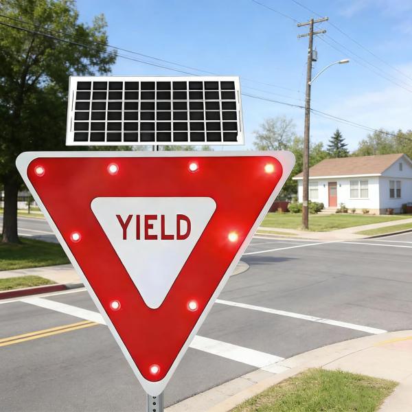 ・Solar Powered Yield Sign: Flashing LED Yield signs use an innovative Dot-Matrix-Illumination LED light system to increa...