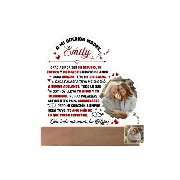 ・Personalizaci〓n Con Valor Emocional: Personaliza el nombre y la foto de tu querida mam〓 para crear una placa acr〓lica e...