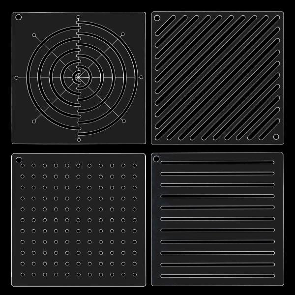 ・【コンプリートセット】クラシックな刺し子パターン（ドット・線・アーク・スラッシュ）が特徴の再利用可能なアクリル刺し子ステンシル4枚入り。ハンドキルティング・刺繍・DIYクラフトに多様なデザインを提供します。\n・【丈夫な素材】11.9×1...