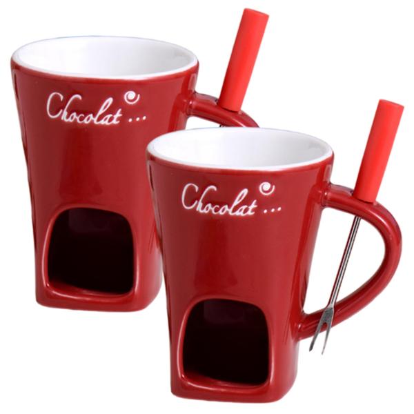 ・Elegant Ceramic Design: Crafted from quality ceramic, this chocolate fondue cup brings durability and a stylish red fin...