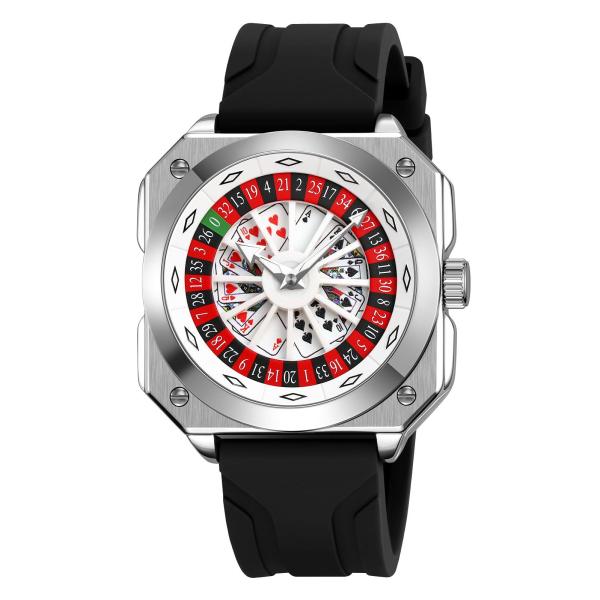 ・[Casino-Themed Interactive Design]: This watch features a playful dial with rotating playing card and roulette wheel el...