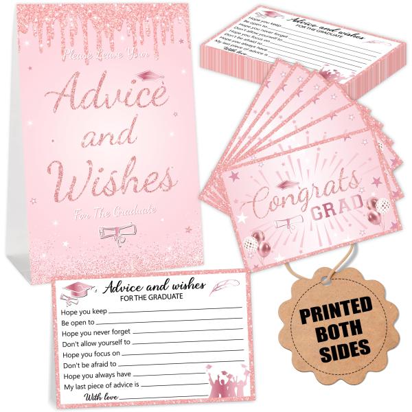 ・Graduation Advice Set: Includes 1 paper table sign and 50 paper advice and wishes cards, giving guests a simple way to ...