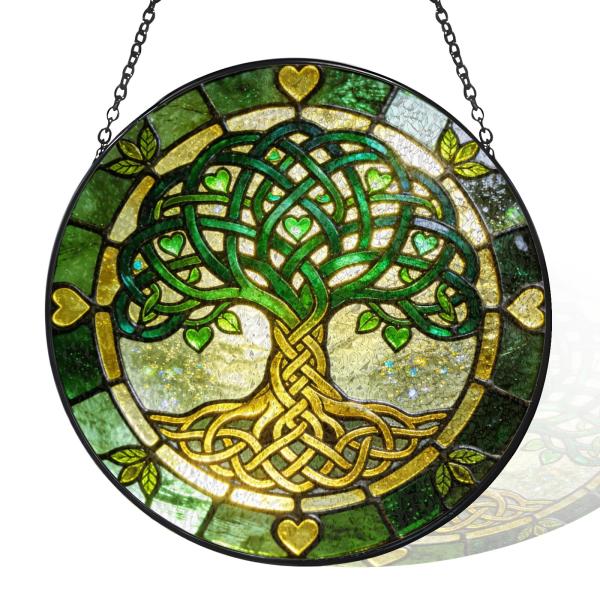 ・Glass Panel Hangings Sun Catchers: This stained glass window attracts people's attention due to its vibrant and rich co...