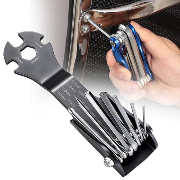 ・【Versatile All-in 1 Solution】 This multi-functional tool integrates essential hex keys, screwdrivers, and wrenches into...