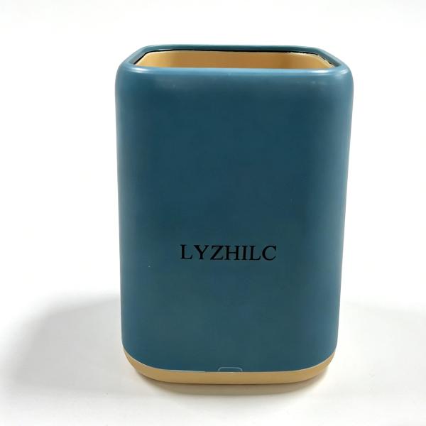 ・STYLISH DESK ORGANIZER: LYZHILC pen holder features an elegant teal blue exterior with sophisticated gold trim accents ...