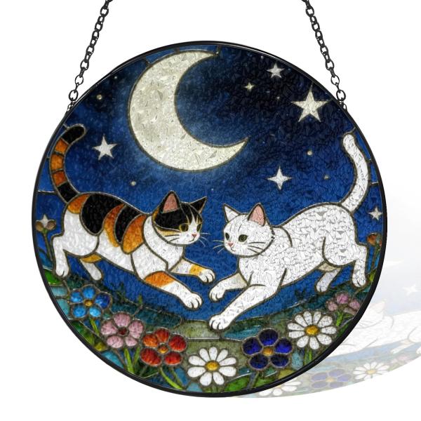 ・Glass Panel Hangings Sun Catchers: This stained glass window attracts people's attention due to its vibrant and rich co...