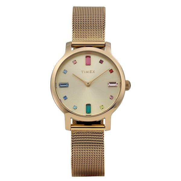 ・Crystal Accents - Sparkling crystal markers bring a rainbow of color to the dial.・Stainless-steel Bracelet - The durabl...