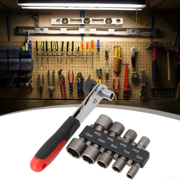 ・[10-PIECE SET] This comprehensive set includes 1 small Ratchet Socket Wrench and 9 Drill Bit Adapters (5-13mm), ensurin...