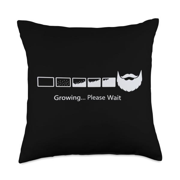 ・Funny beard growth loading bar design featuring a progress bar turning into a full beard with the phrase "Growing... Pl...