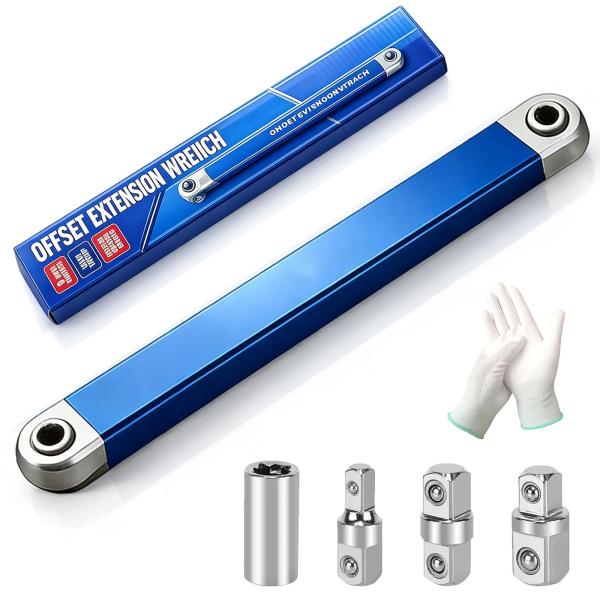 ・【Design】This pro offset extension wrench is designed for tight spaces, The chain drive mechanism of the extension wrenc...
