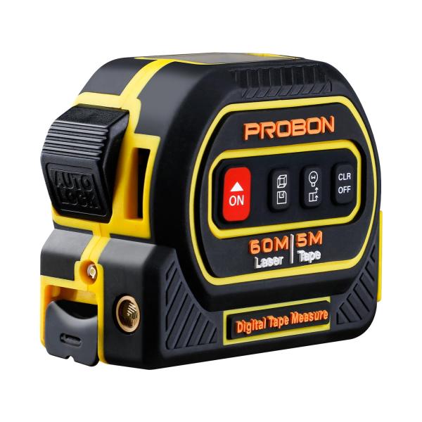 ・【4 in 1 Tape Measure】The digital measuring tape combines a 60m laser measuring instrument and a 5m tape measure, laser ...