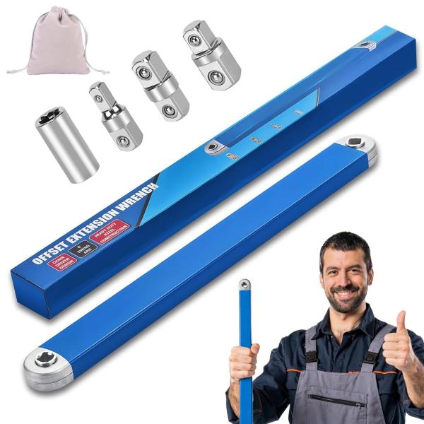 ・【15MM Ultra-Slim ＆ 15.4" Long Reach】 At only 0.59" (15mm) thick, this offset extension wrench slides into cramped engin...