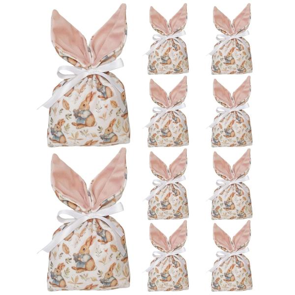 ・Whimsical Bunny Ear Drawstring Closure features extra-long fabric ears that serve as a secure knotting system, creating...