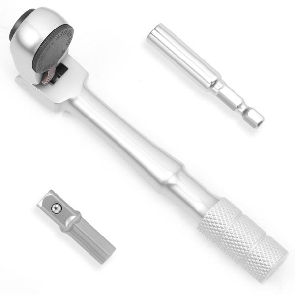 ・【 Practical Flex Head Ratchet Wrench 】 This ratchet handle combines a 1/4"(6.35mm) drive ratchet with a bit driver . On...