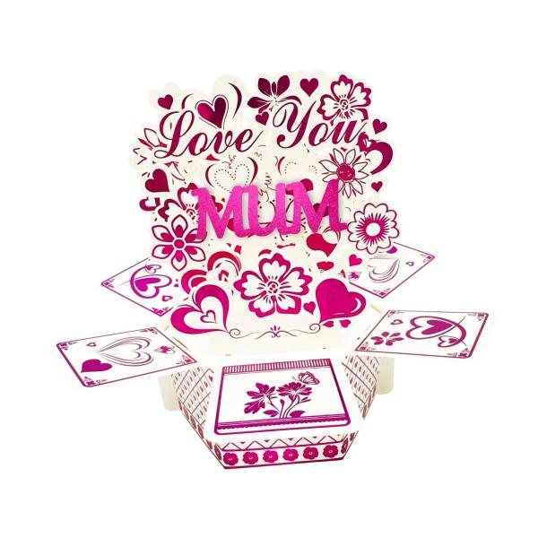 ・【Elegant Design】Delight your family with a beautifully crafted 3D popup card featuring blooming flowers, love, and grac...