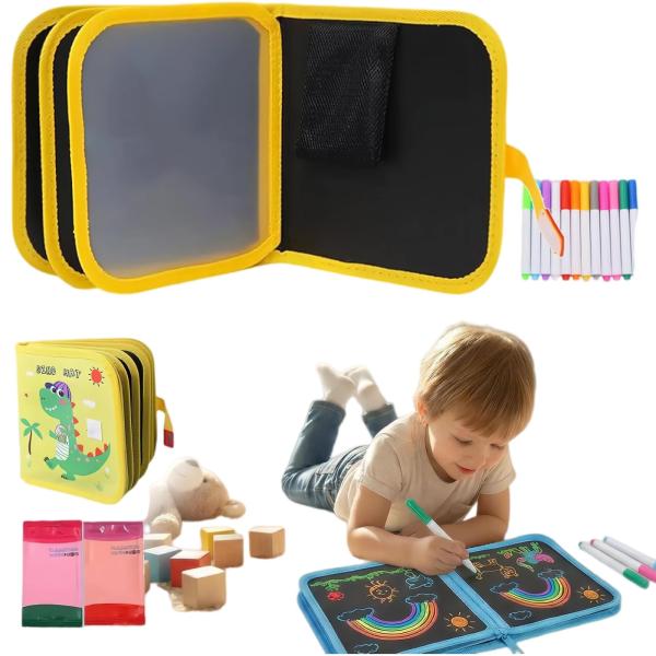 ・【Reusable ＆ Erasable Design】The Reusable Scribble Book and Markers feature smooth-writing pens and a wipe-clean surface...