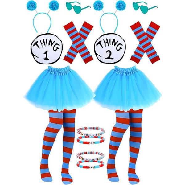 ・Cosplay Set: Thing Costume Accessories Set includes 1 iron-on patch,1 blue three-layer tulle tutu skirt,1 blue pom-pom ...