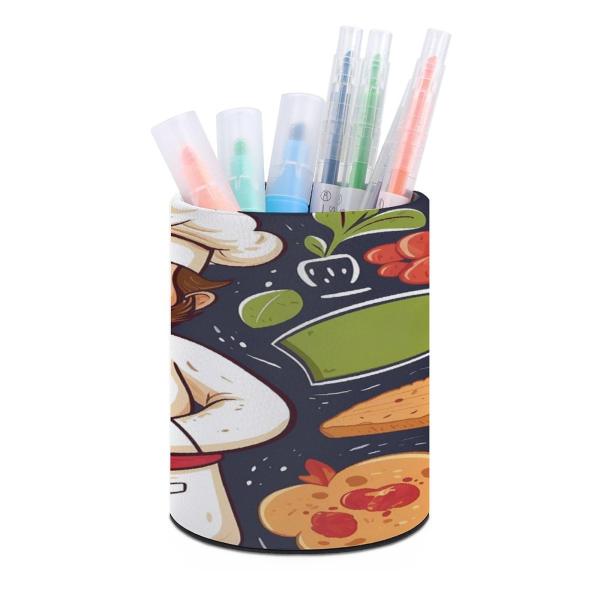 ・Leather pen cup holder: Our Chef Pizza pencil holder crafted from durable leather . Perfect desk pen holder for storing...